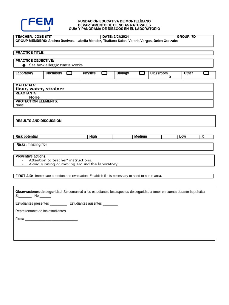 Risk Prevention Format and Lab Guideline | PDF