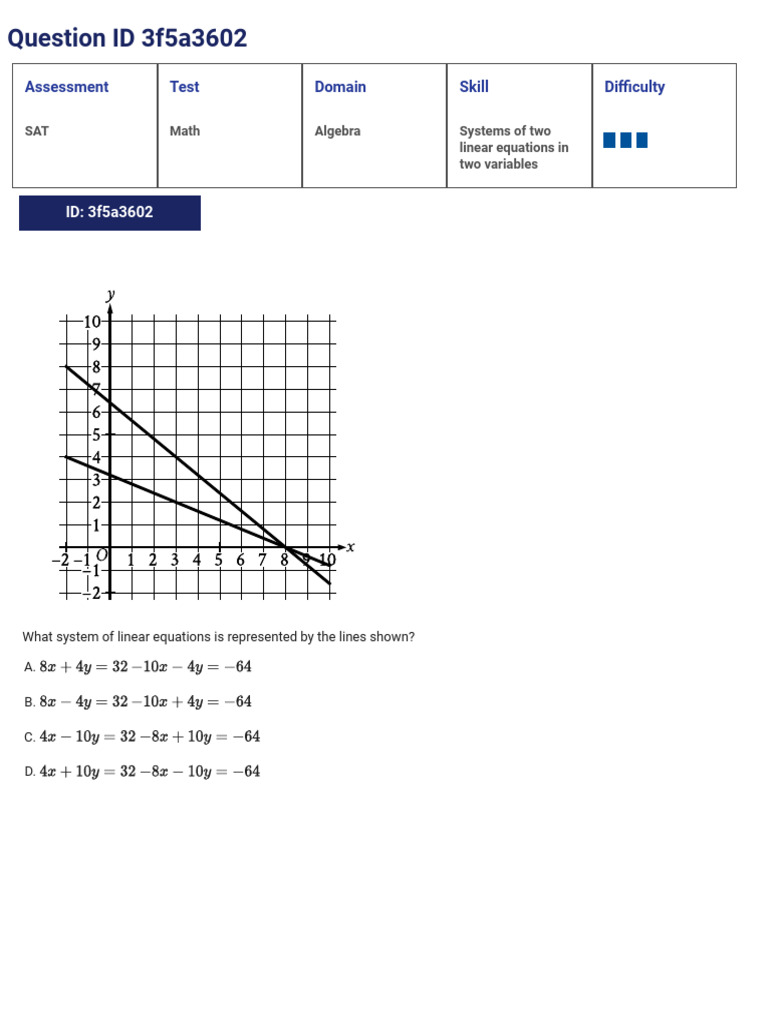 SAT Math Algrebra Systems of Equations Two Vairables Part 1 | PDF ...