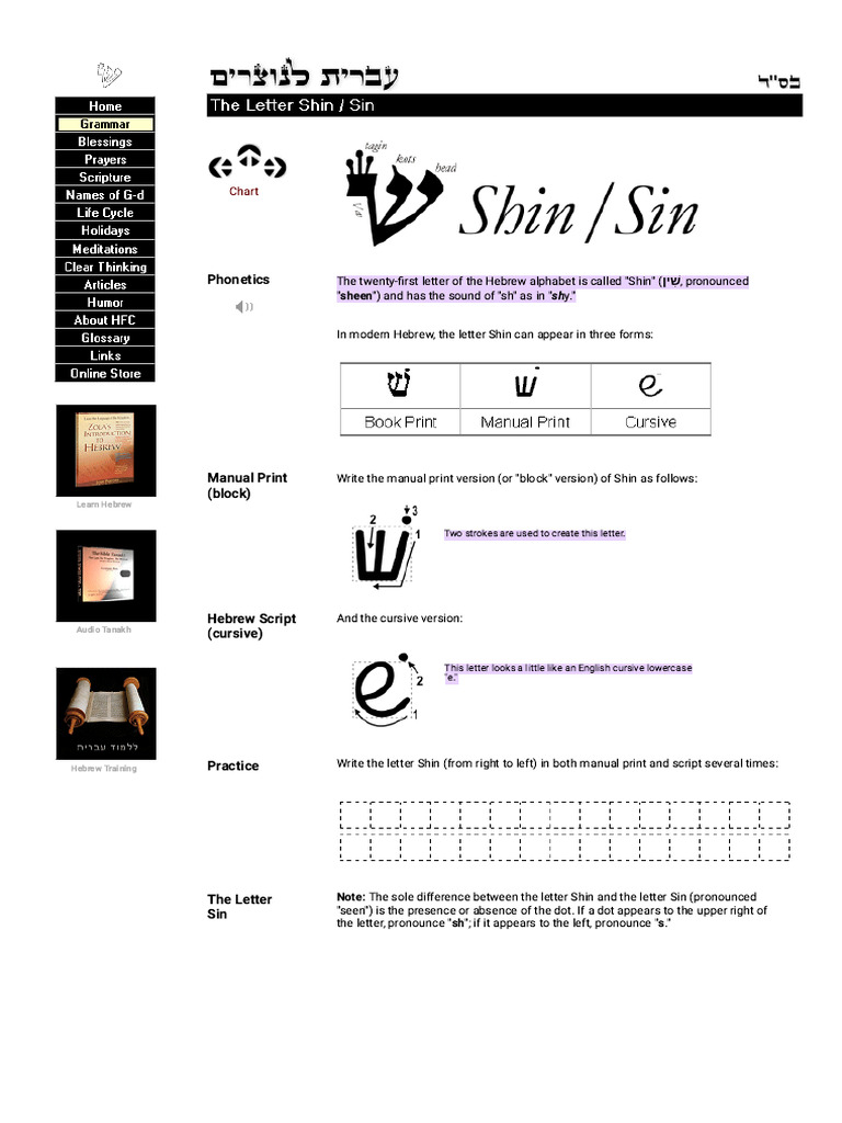 The Letters Shin - Sin | PDF