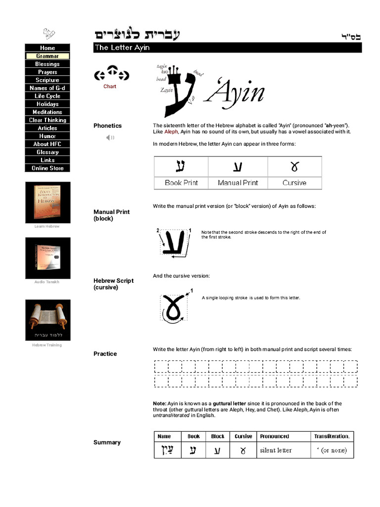 The Letter Ayin | PDF | Western Calligraphy | Languages Of Israel