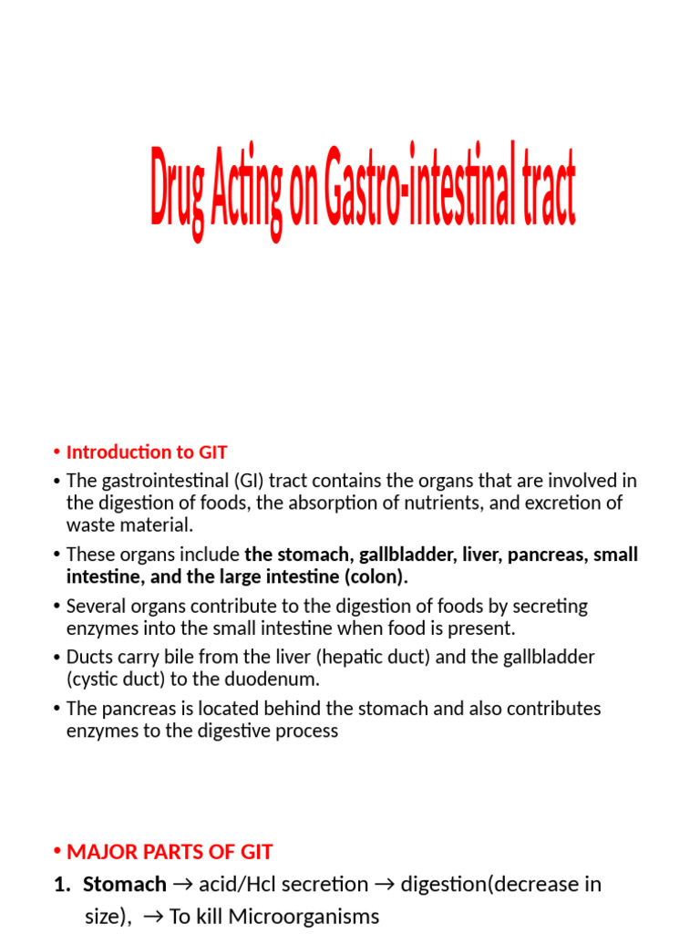 Pharmacology of GIT | PDF | Diarrhea | Gastrointestinal Tract