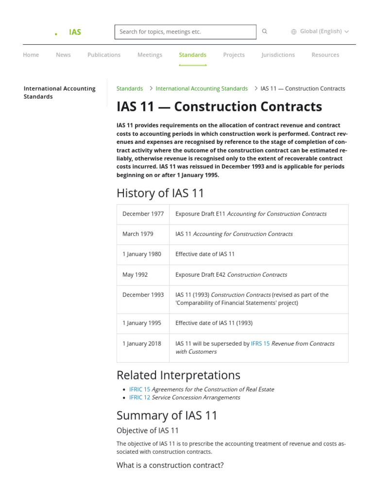 IAS 11 — Construction Contracts | PDF | International Financial ...