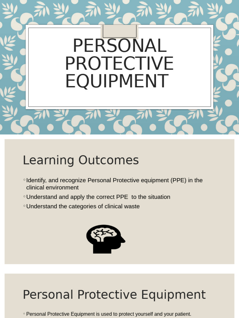 PPE Presentation | PDF | Personal Protective Equipment | Waste