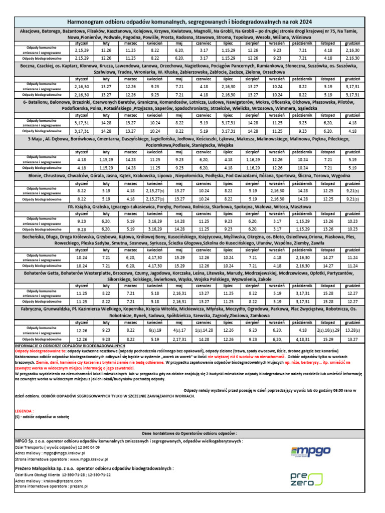 Harmonogram 2024 Niepolomice 2 | PDF