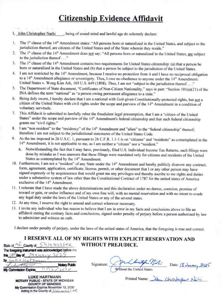 Citizenship Affidavit: Non-Resident Status | PDF | Citizenship | Justice