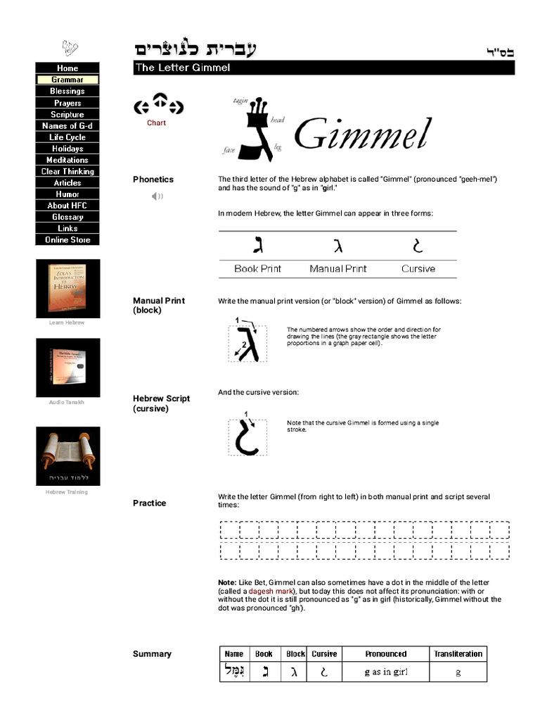 The Letter Gimmel | PDF | Linguistics | Western Calligraphy