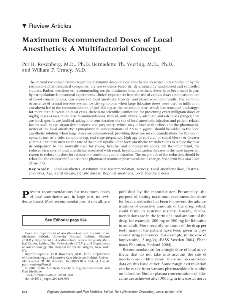Dosis maxima de AL 2004 | PDF | Anesthesia | Dose (Biochemistry)