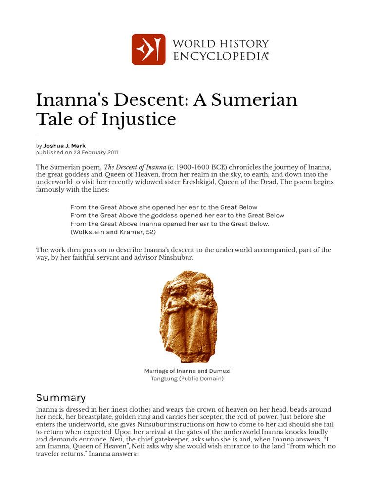 Inanna's Descent_ A Sumerian Tale of Injustice | PDF | Mesopotamian ...