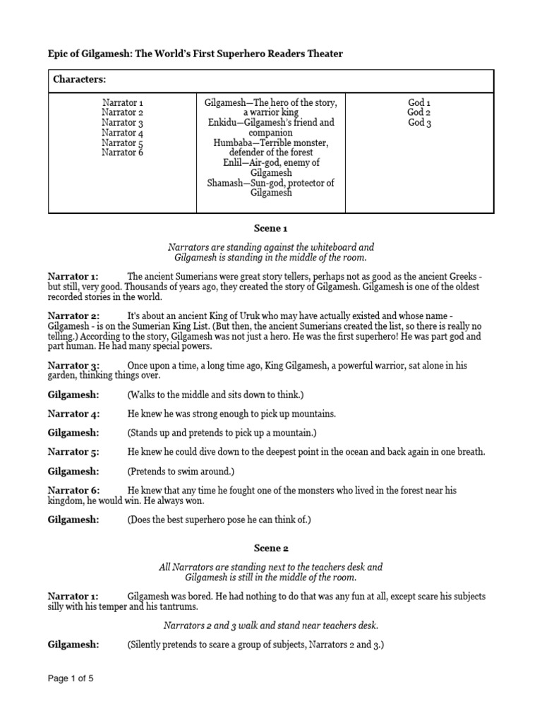 The Epic of Gilgamesh Readers - Theater | PDF | Epic Of Gilgamesh ...