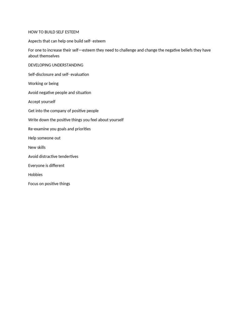 How To Build Self Esteem | PDF
