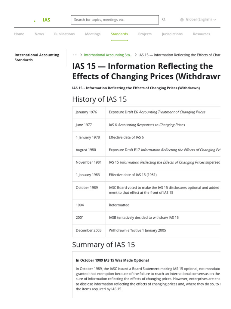 IAS 15 — Information Reflecting the Effects of Changing Prices ...