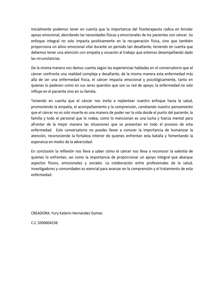 Reflexion Sobre El Cancer | PDF