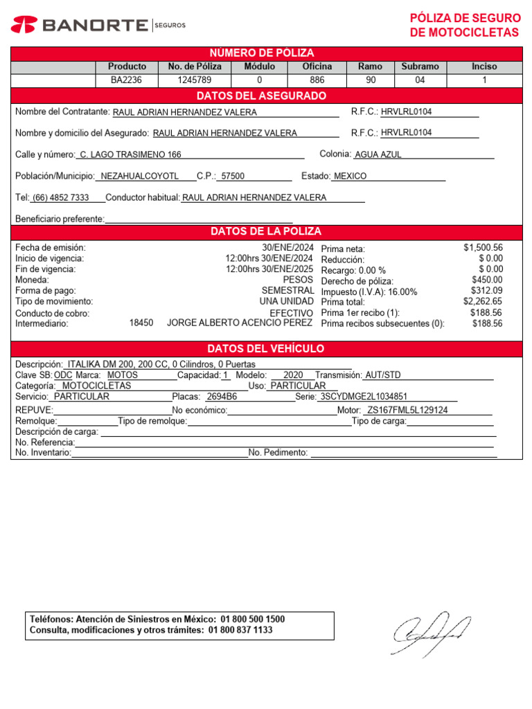 Poliza Banorte | PDF | Póliza de seguros | Seguro