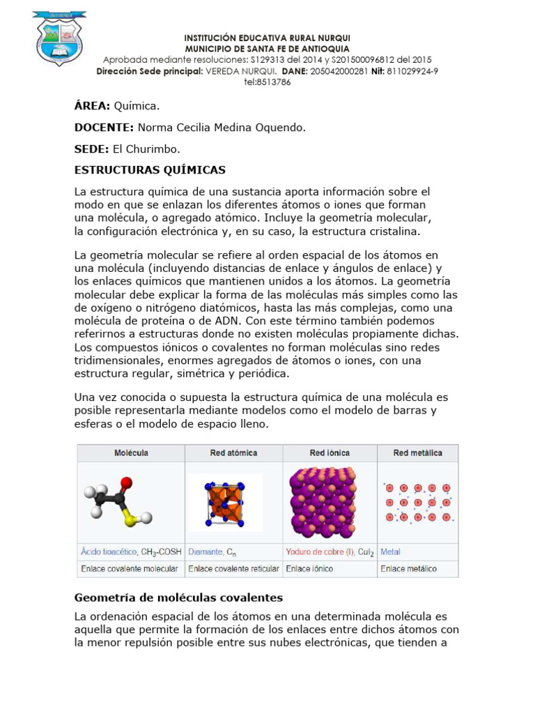 Estructura y Geometría Molecular en Química | PDF | Materiales | Física ...