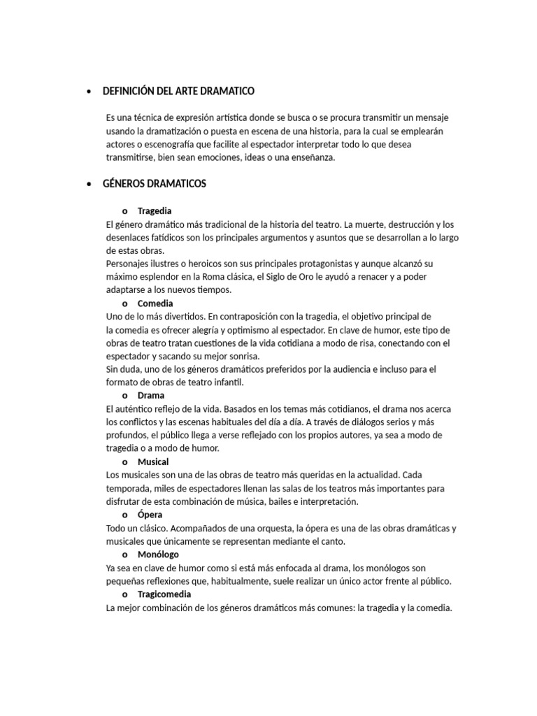 Géneros y Elementos del Arte Dramático | PDF | Teatro | Comedia