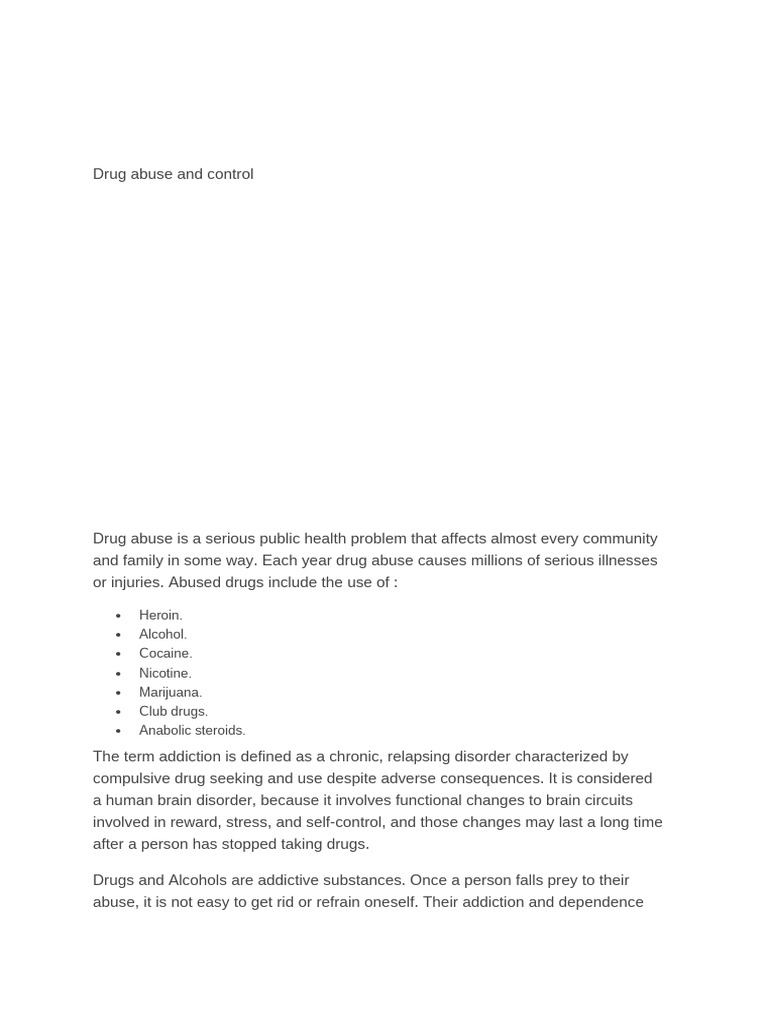 Preventing and Controlling Drug Abuse | PDF