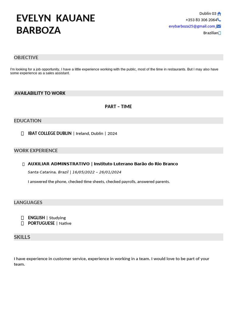 Evelyn Cv Copy | PDF