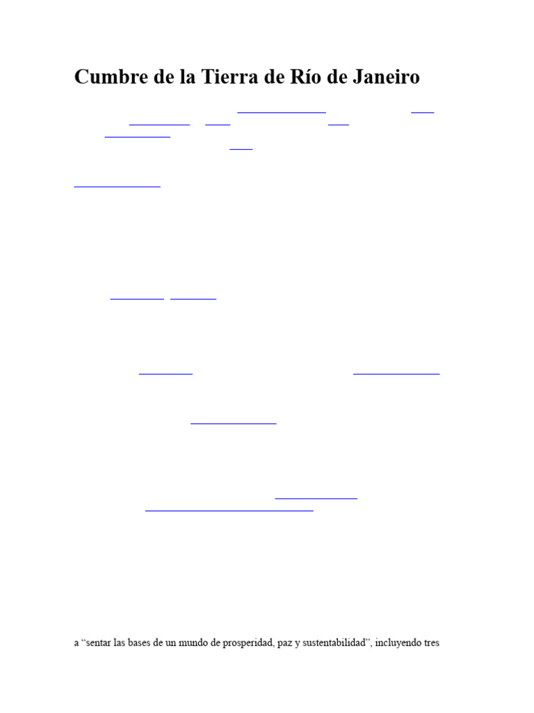 Cumbre de la Tierra de Río de Janeiro 1 | PDF | Ciencias sociales ...