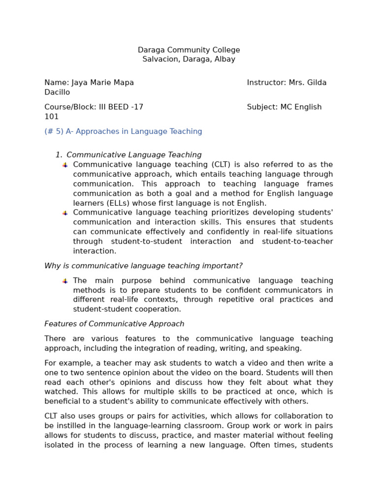 (# 5) A - Approaches in Language Teaching | PDF | Language Education ...