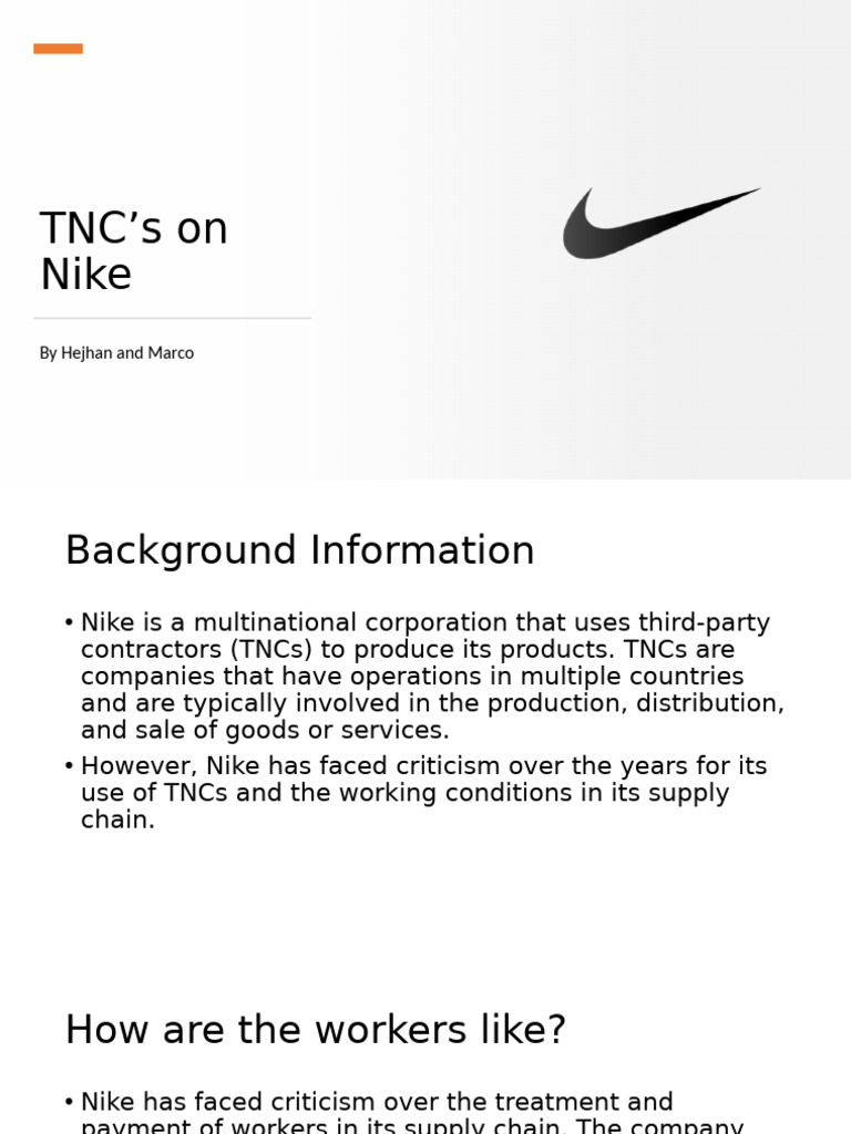 TNC's on Nike - 26th April | PDF