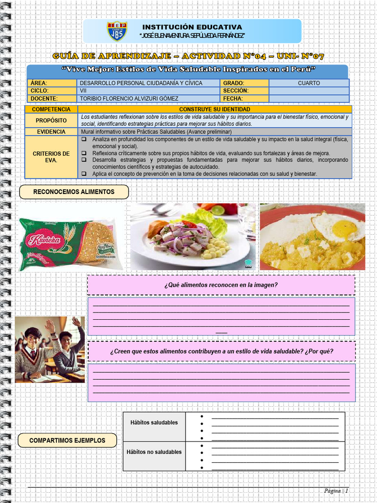Guia de Clase - Act. 4 - 4°-Alvizuri | PDF | Dieta