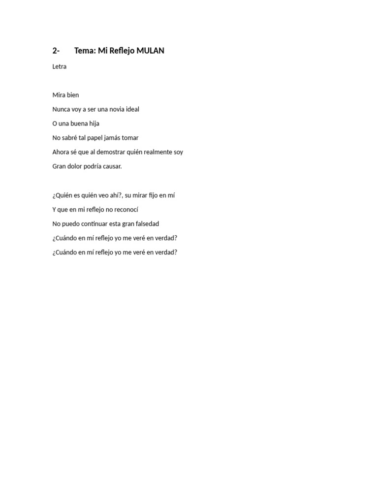 Reflejo de Mulan: Búsqueda de Identidad | PDF