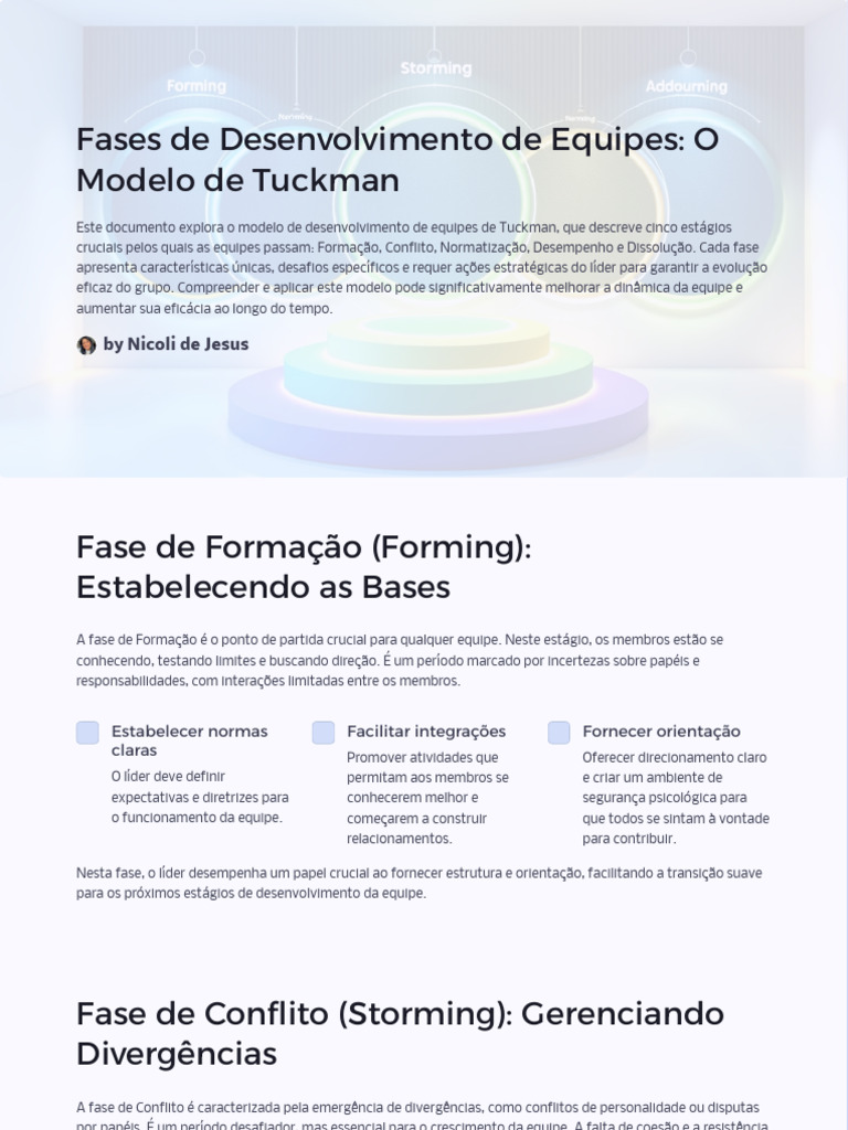 Fases de Desenvolvimento de Equipes O Modelo de Tuckman | PDF ...