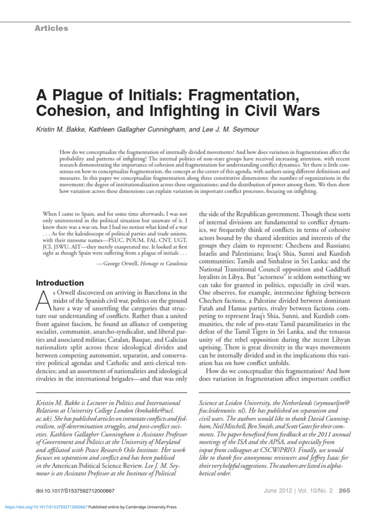 Civil War Fragmentation Dynamics | PDF | African National Congress ...
