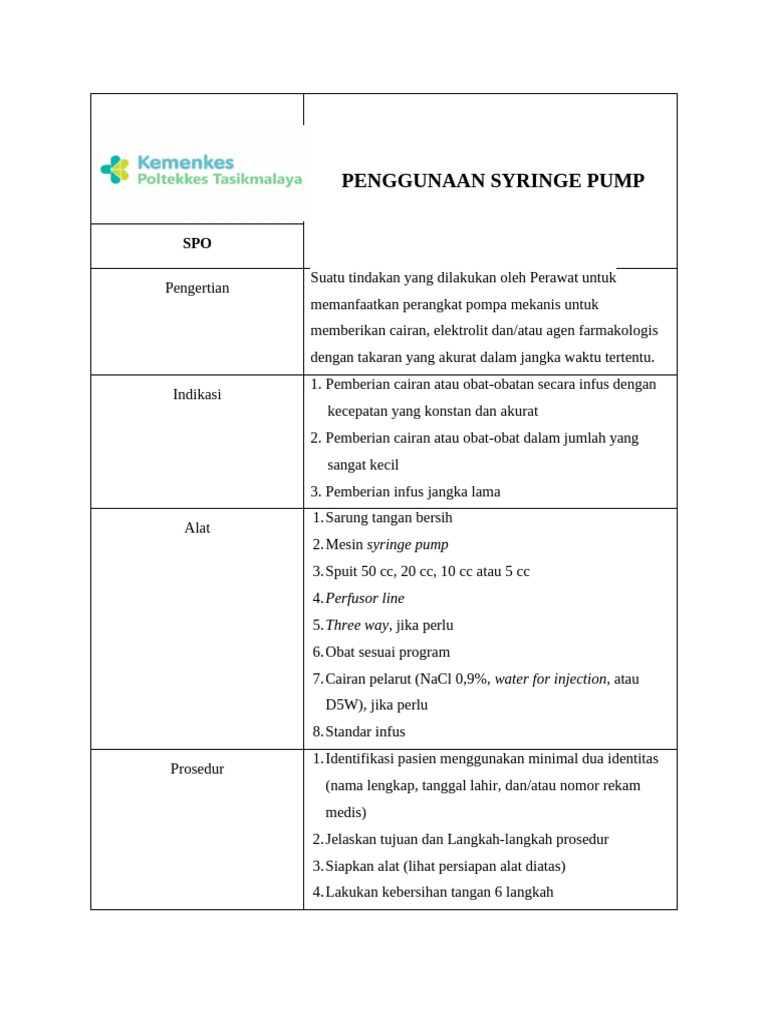 Sop Syring Pump | PDF
