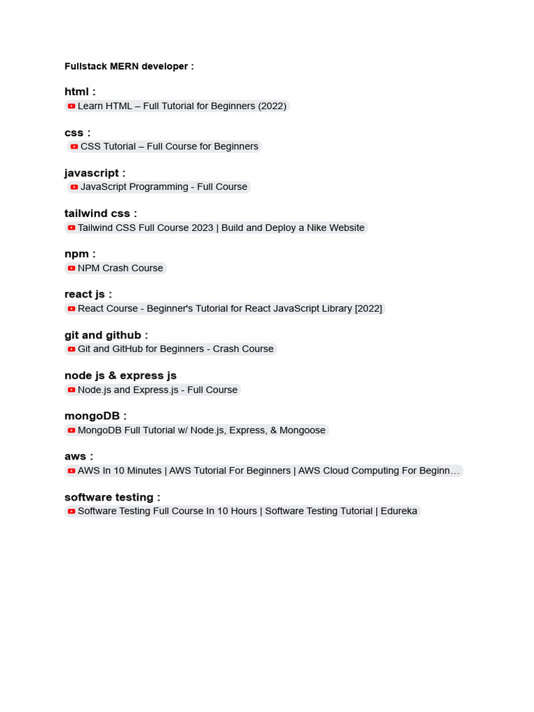 MERN Developer Full Course Guide | PDF