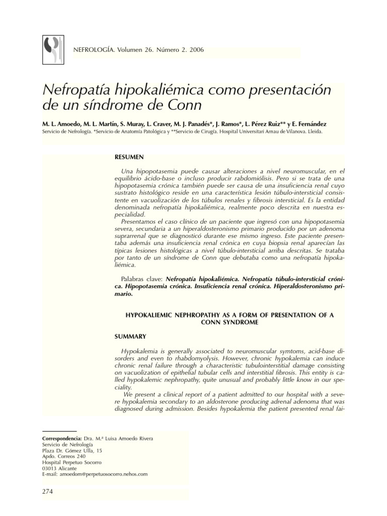 Nefropatía Hipokaliémica en Síndrome de Conn | PDF | Riñón | Medicina