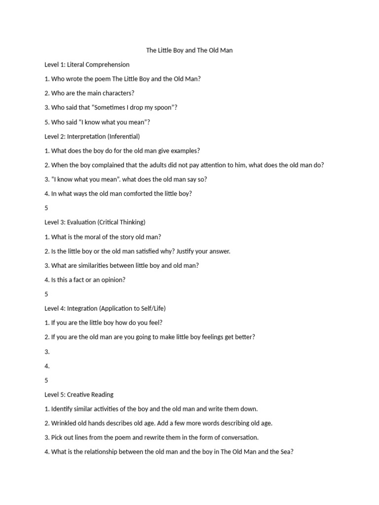 The Little Boy and The Old Man | PDF