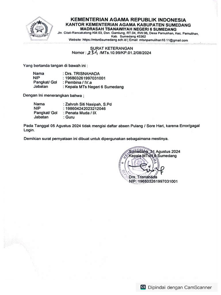 Ket Absen Error | PDF