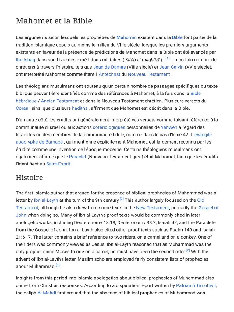 Muhammad and The Bible - Wikipedia | PDF | Religious Belief And Doctrine