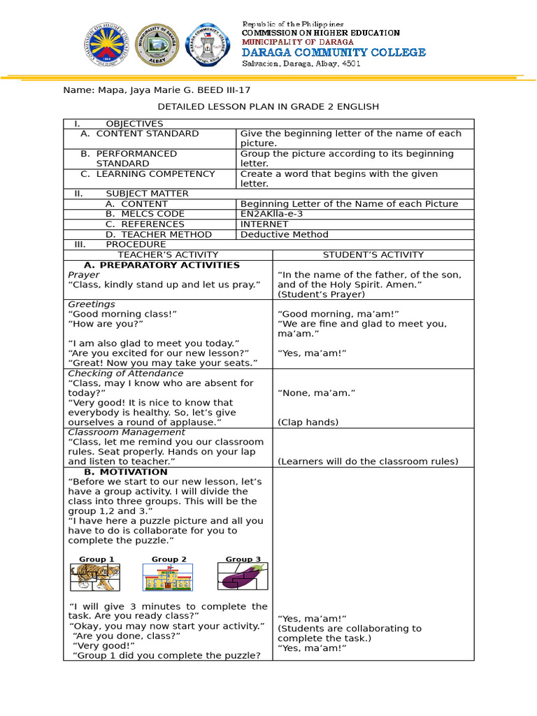 Detailed Lesson Plan in English | PDF | Linguistics | Human Communication