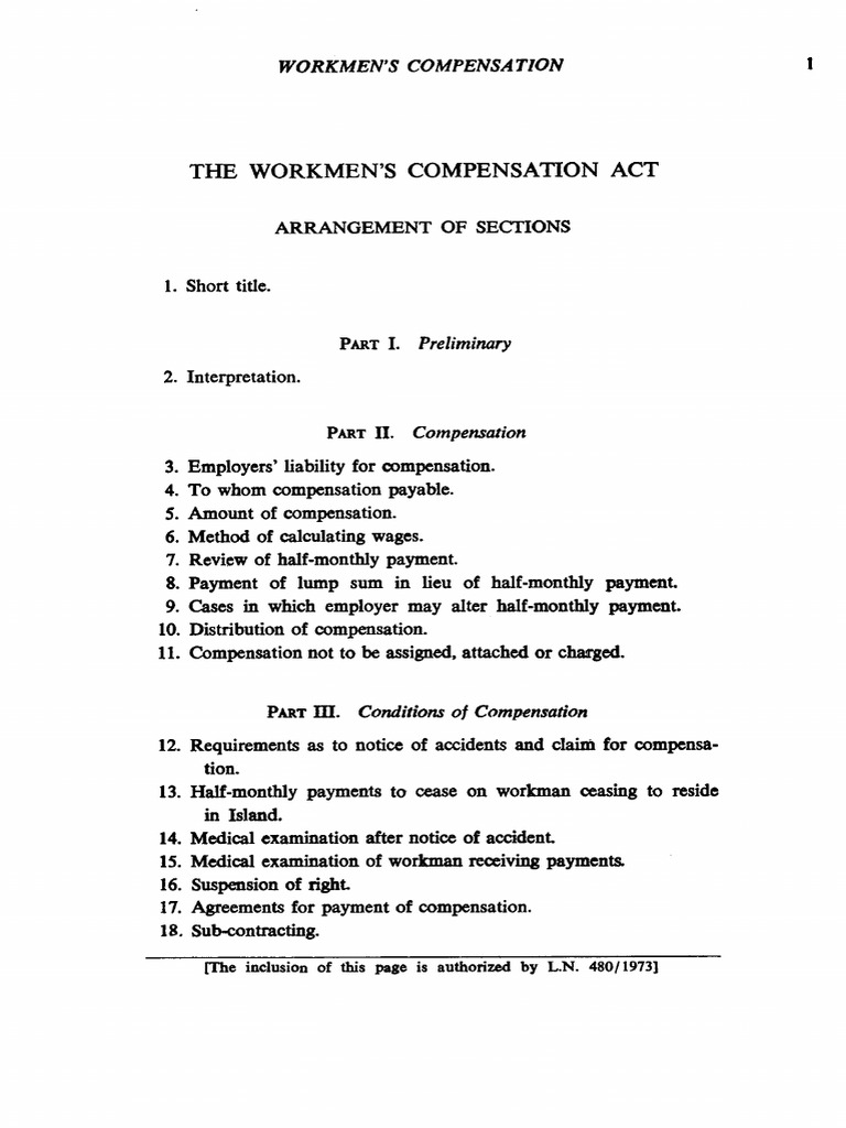 Workmen's Compensation Act Overview | PDF | Workers' Compensation ...