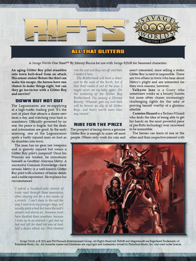 Rifts®_for_Savage_Worlds_One_Sheet_All_That_Glitters (1) | PDF
