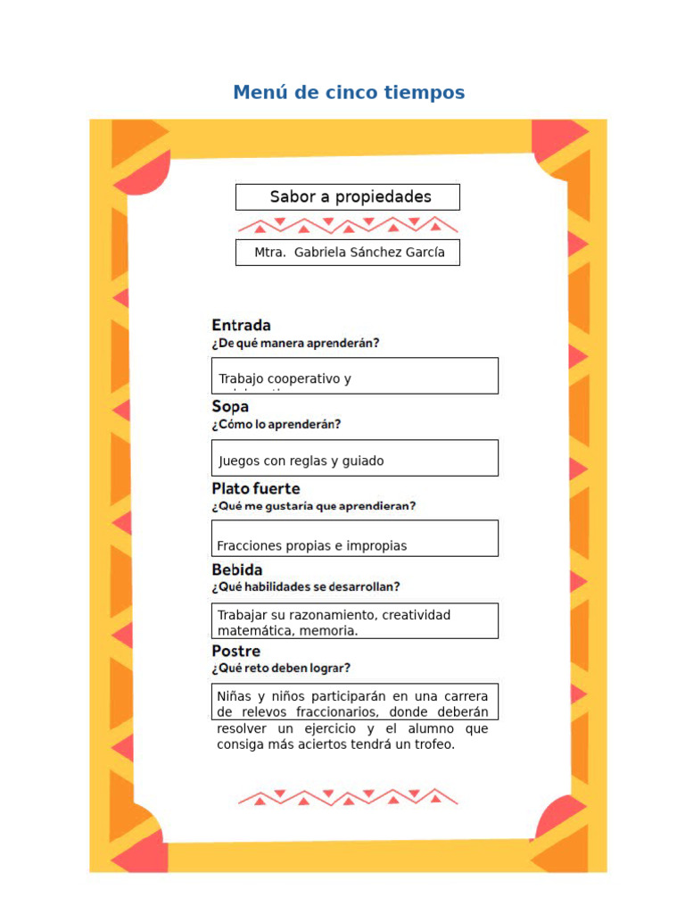 M3 - 2 Menú de Cinco Tiempos | PDF