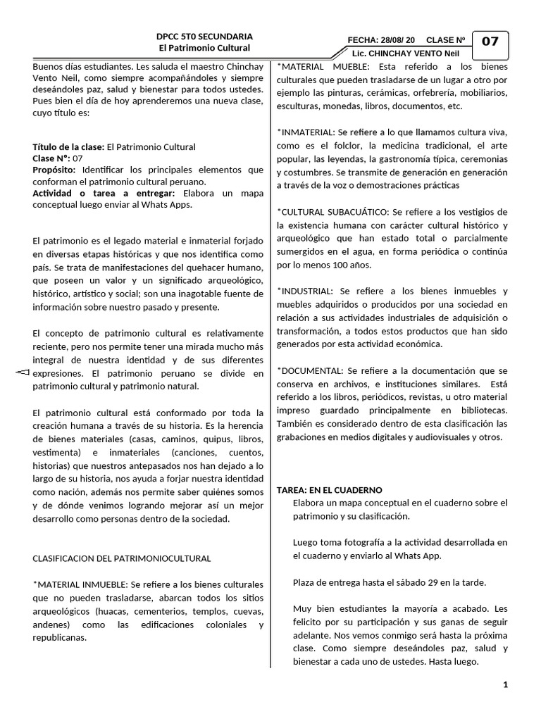 Clasificación del Patrimonio Cultural | PDF | Patrimonio cultural | Bienes (Ley)