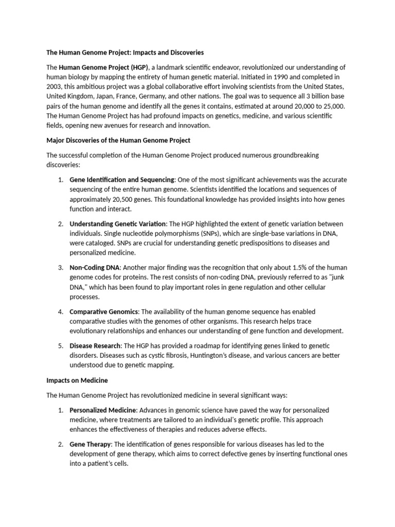 The Human Genome Project | PDF | Human Genome | Genetics