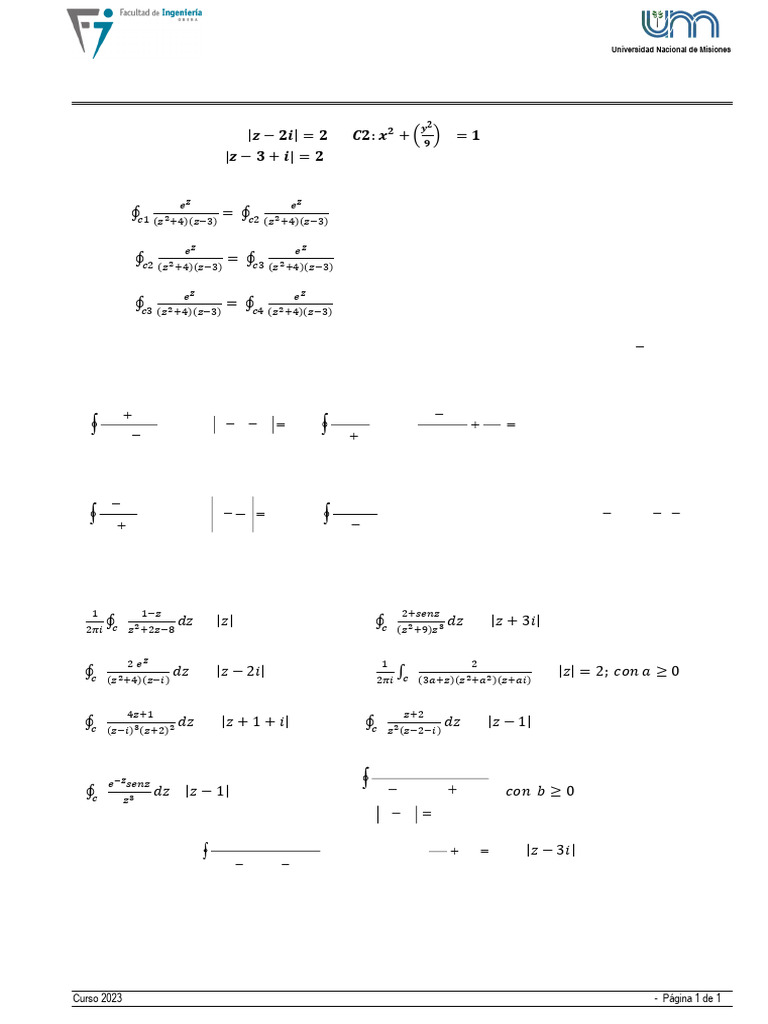 TP #5 - Integrales Complejas 2023 | PDF | Matemáticas | Análisis matemático