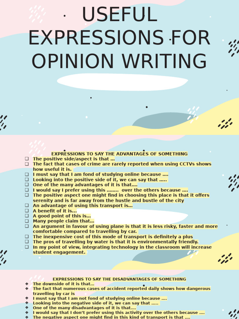 Useful Expressions For Opinion - Article Writing | PDF | Reason