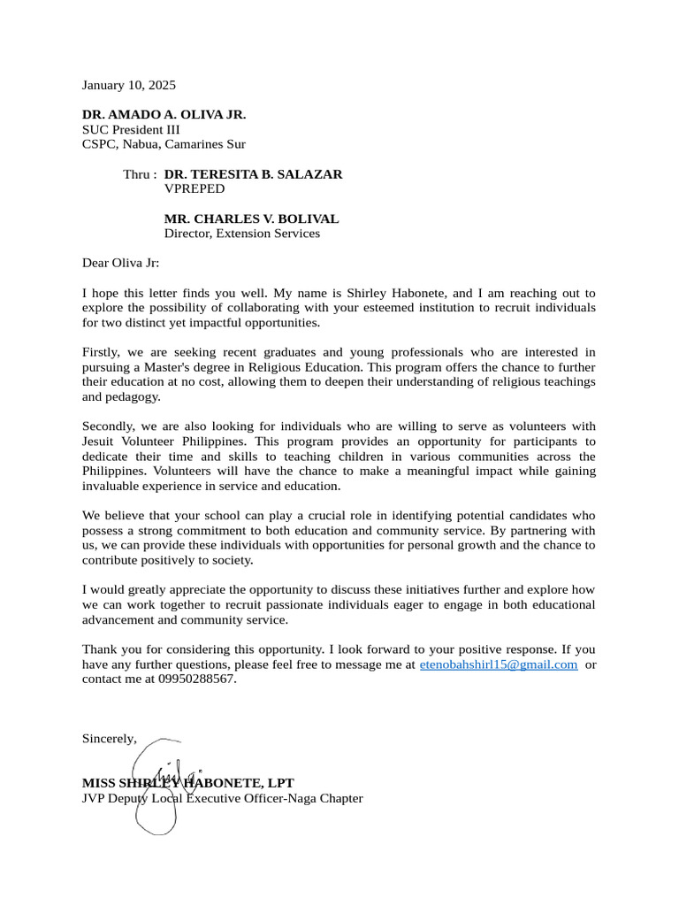 CSPC Principal Letter | PDF
