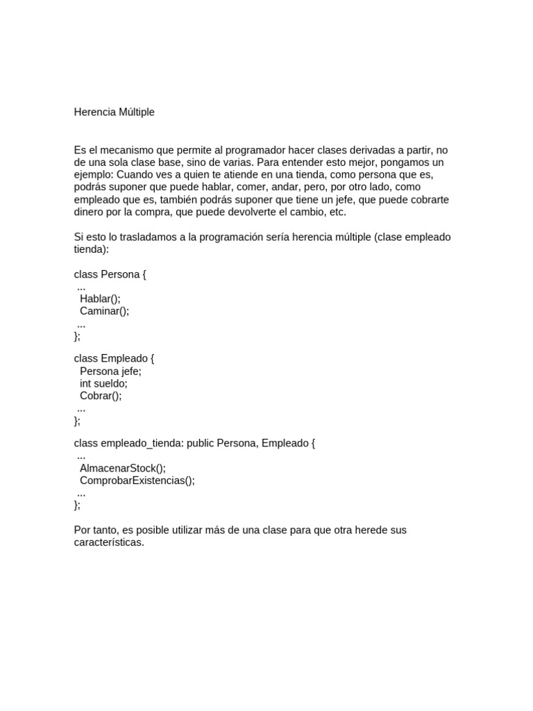 Herencia Múltiple | PDF | Herencia (Programación Orientada a Objetos) | C