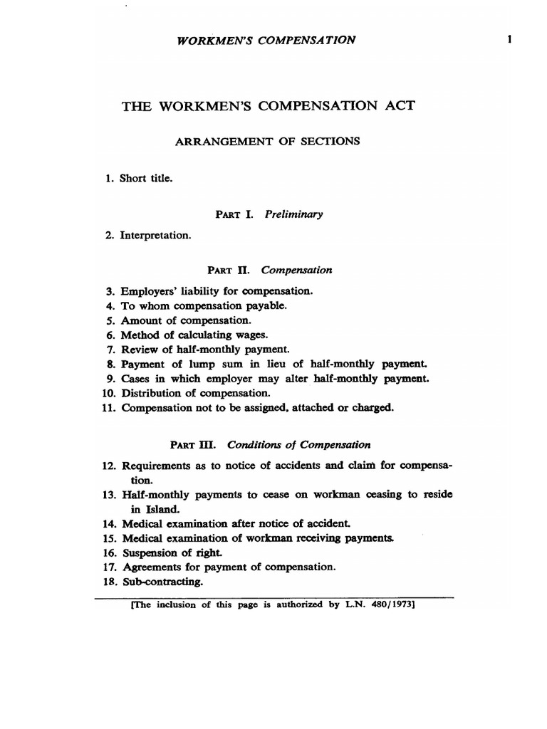 The Workmen's Compensation Act Notes | PDF
