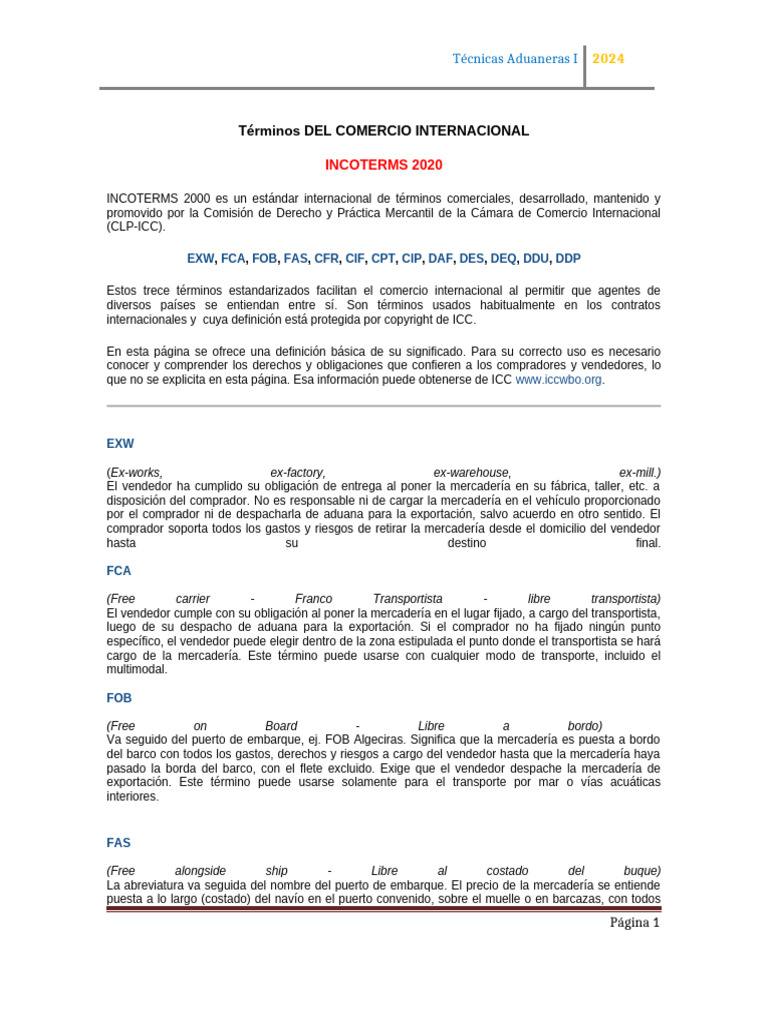 Incoterms 2024: Guía Esencial | PDF | El comercio internacional ...
