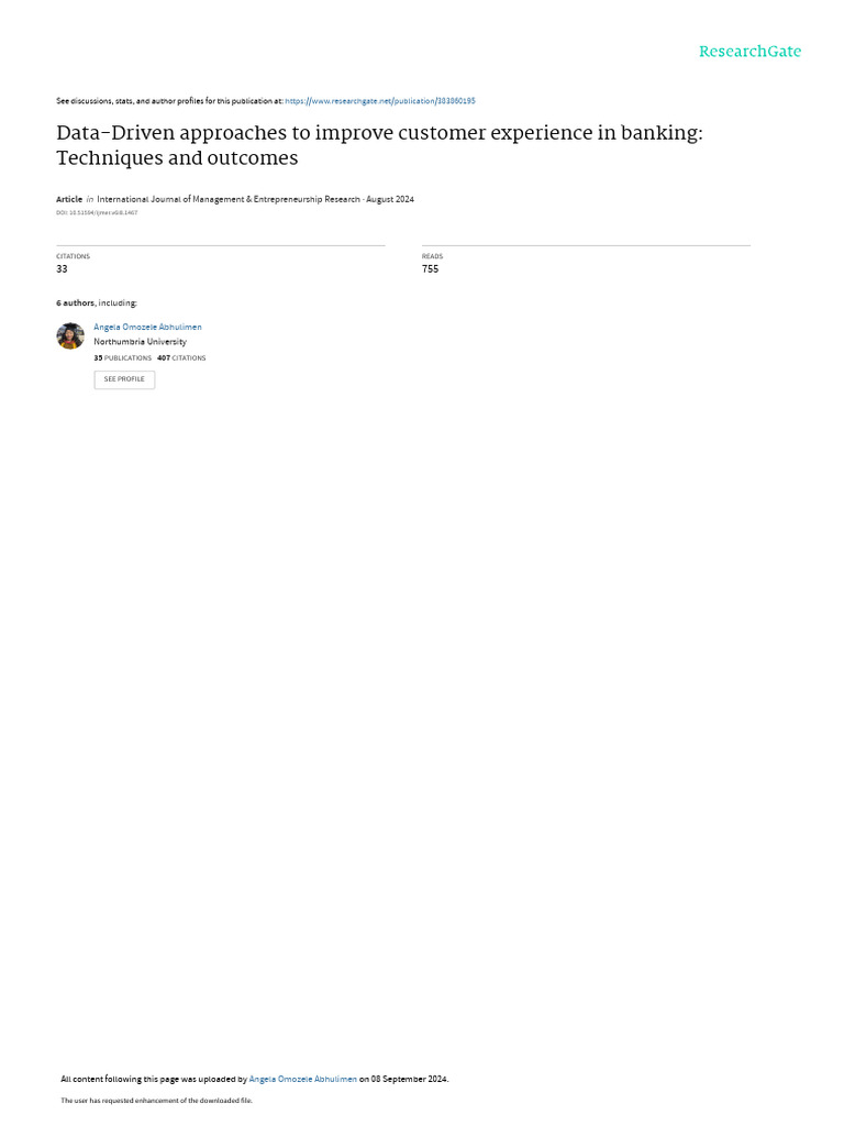 Data-Driven Approaches To Improve Customer Experience in Banking 2004 ...