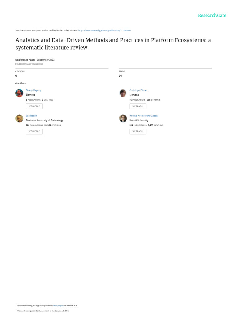 5. Analytics and Data-Driven Methods and Practices in Platform Ecosystems 2023 | PDF | Analytics ...