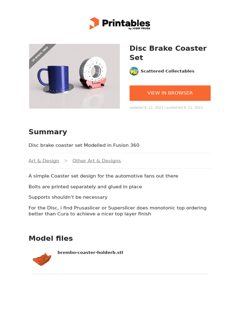 Disc Brake Coaster Set | PDF
