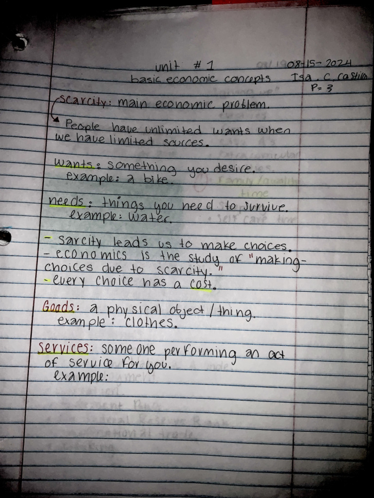 Unit 1 Notes Econ | PDF